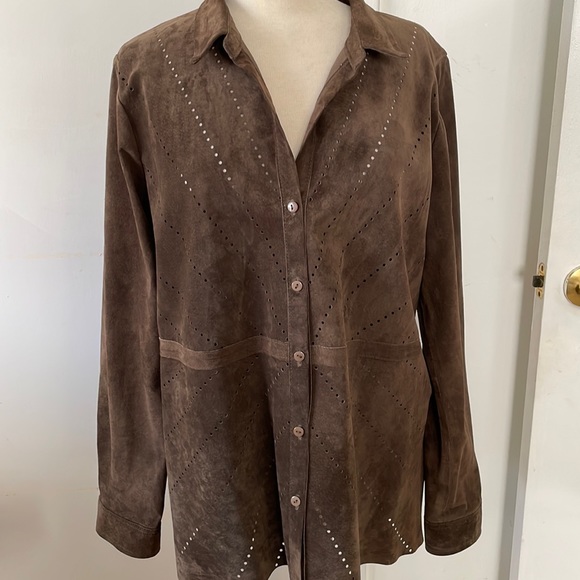 ecru | Jackets & Coats | Ecru Suede Shirt Jacket Chocolate Brown With ...